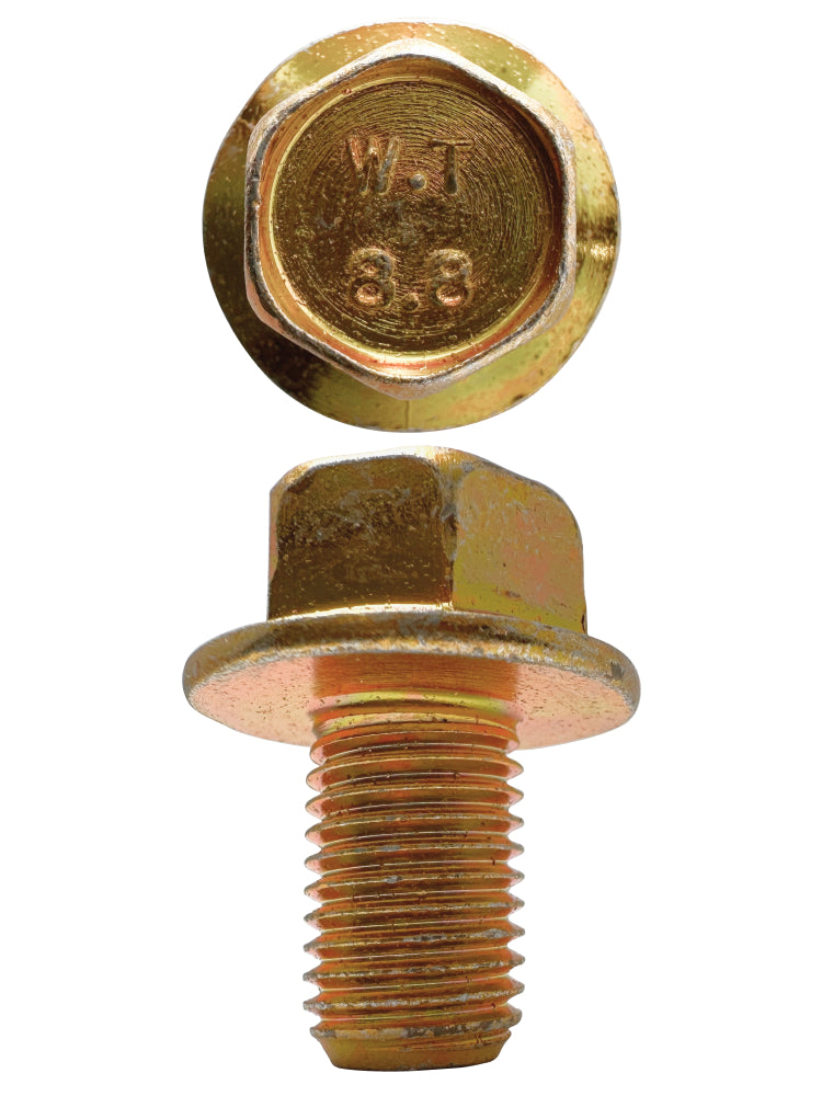M10 X 16mm X 14mm A/F Non-Serrated 1.25 Pitch Hex Flange Set Screw Fin ...